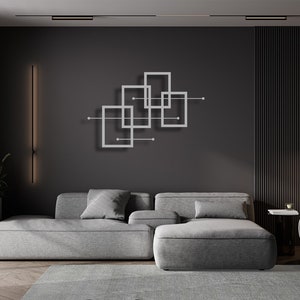 Metal Silver Square Wall Art, Silver Wall Decoration, Abstract Silver ...