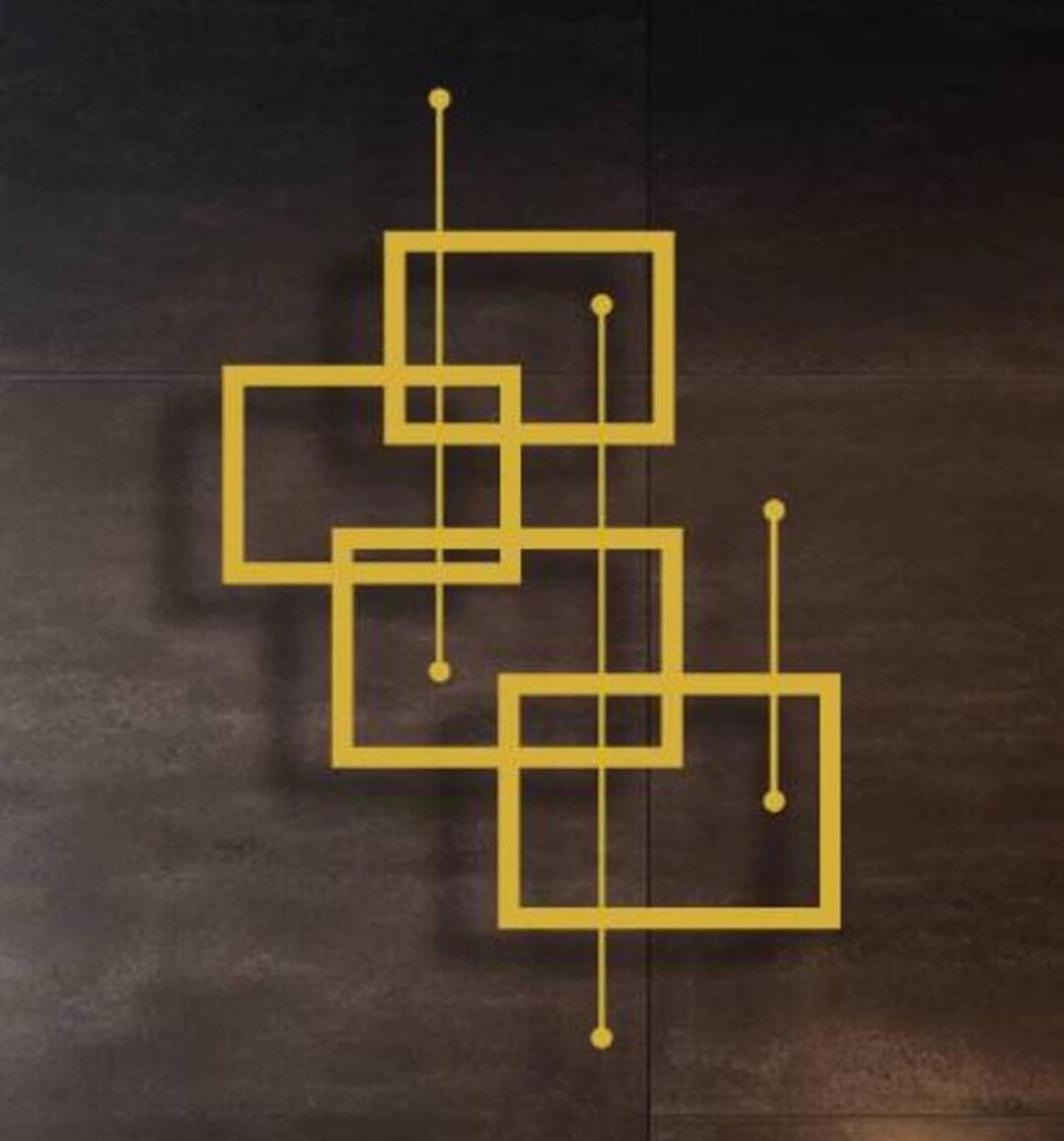 Luxury Gold Quadruple Squares Metal Wall Hanging, Large Abstract Wall ...