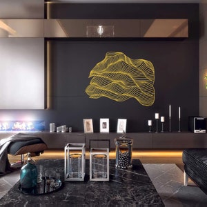 Gold Metal Line Art Gold Metal Wall Sculpture Gold Metal - Etsy