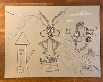 Coyote Drawing | Etsy