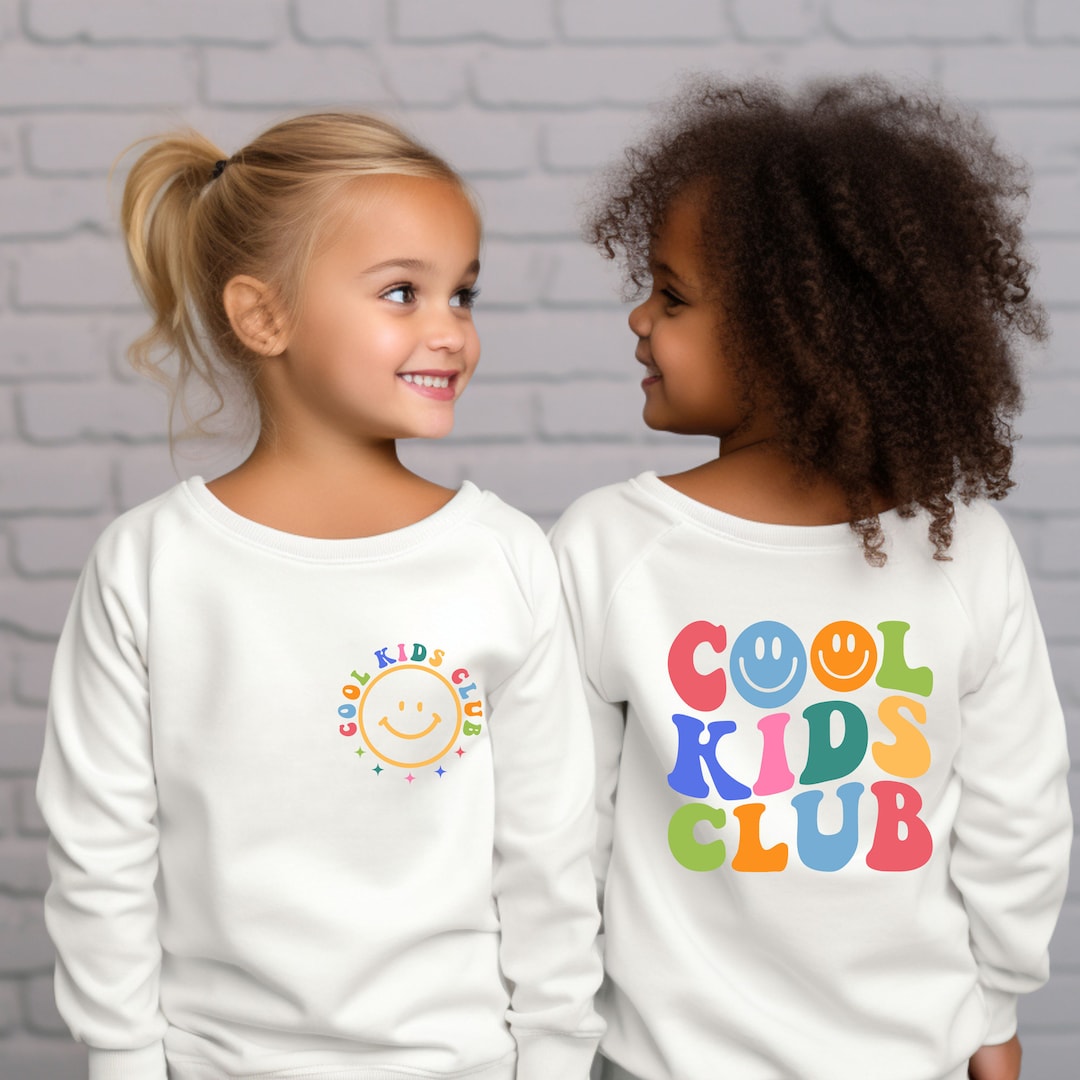 Cool Kids Club Sweatshirt, Trendy Cool Kid Gift, Smiley Face Sweater ...