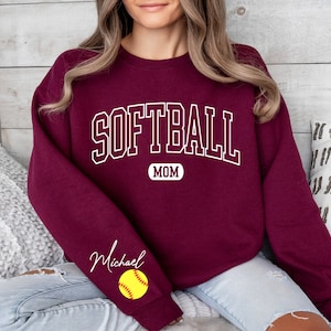 Personalized Softball Mom Sweatshirt, Customized Softball Mom Sweater ...