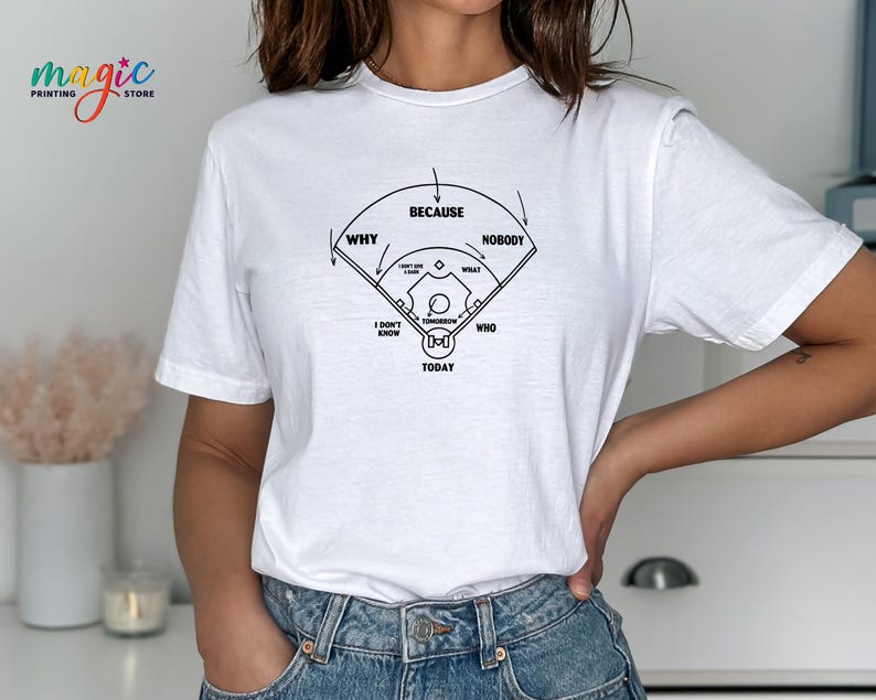 Who's on First Baseball Field Shirt, Diagram Humor Shirt, Classic ...