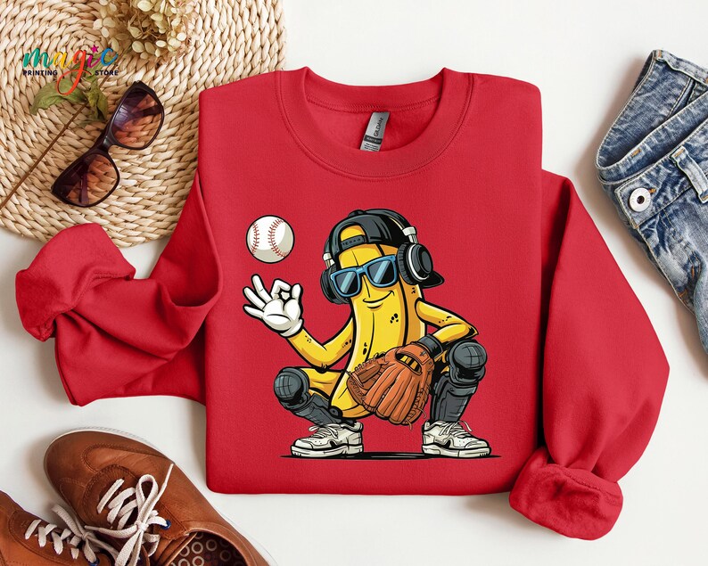 Banana Sweatshirt, Banana Baseball Sweater, Funny Catcher Fruit ...