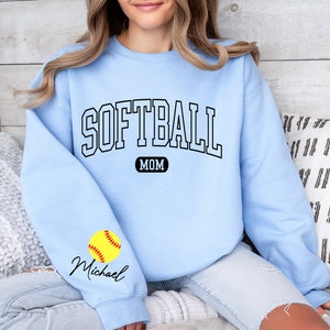 Personalized Softball Mom Sweatshirt, Customized Softball Mom Sweater ...