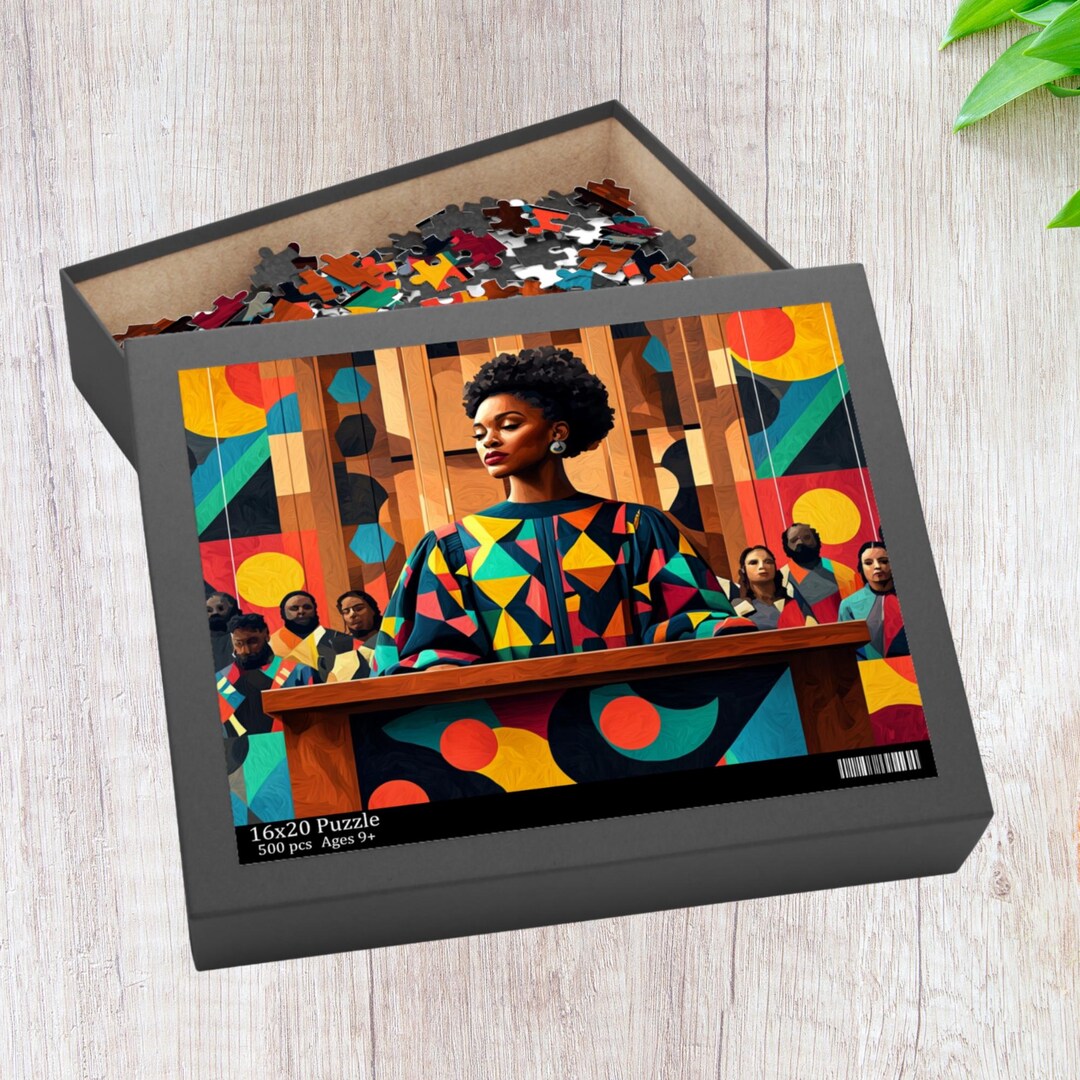 500 Piece Puzzle for Adults, Courtroom Judge Art Jigsaw Puzzle, Black ...