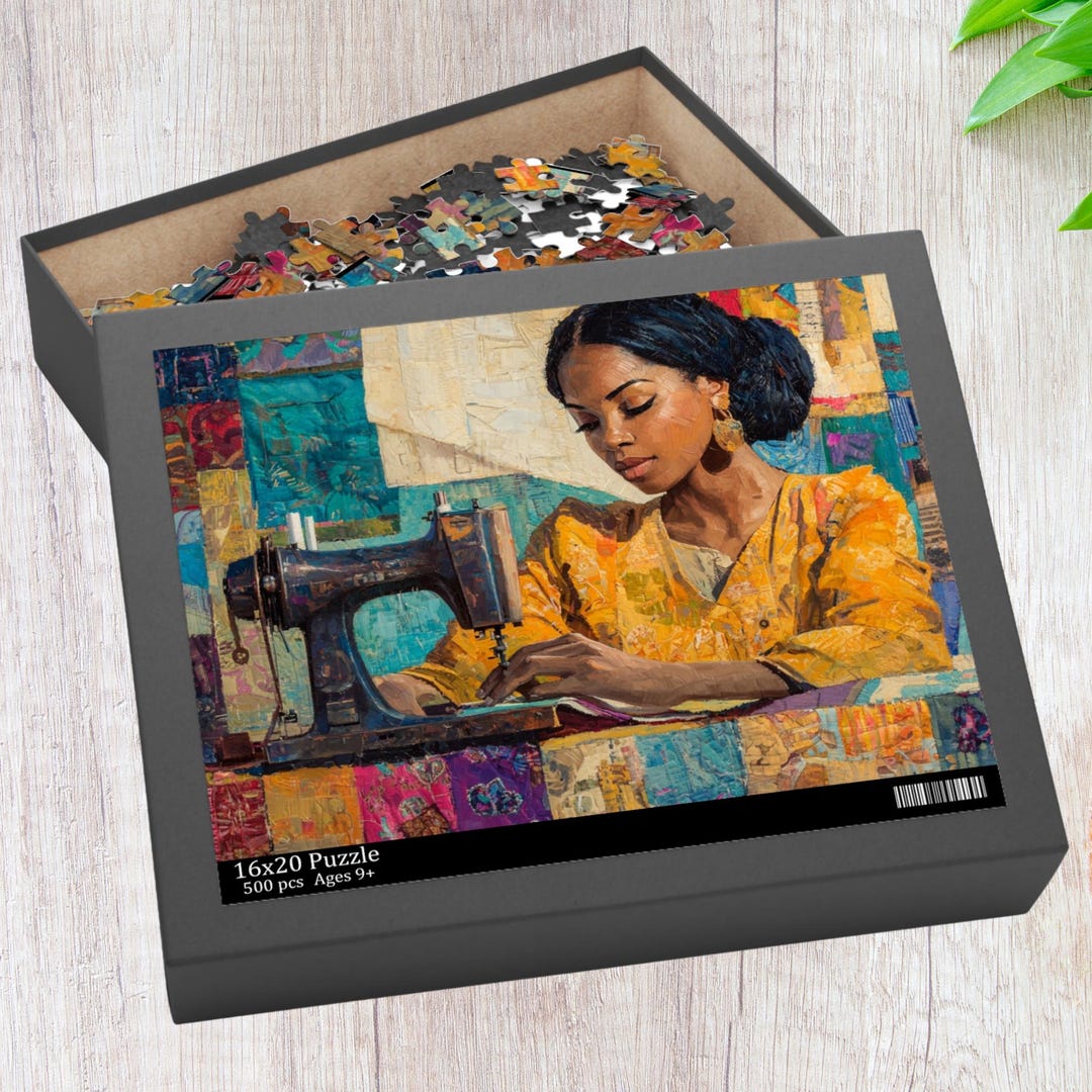 500 Piece Abstract Black Women Seamstress Puzzle, Black Artwork ...