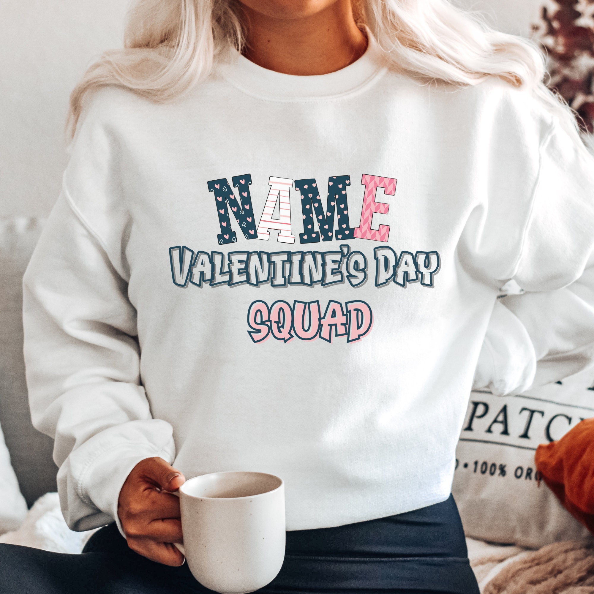 Personalized Valentine's Day Shirt for Woman, Custom Valentine Crewneck ...