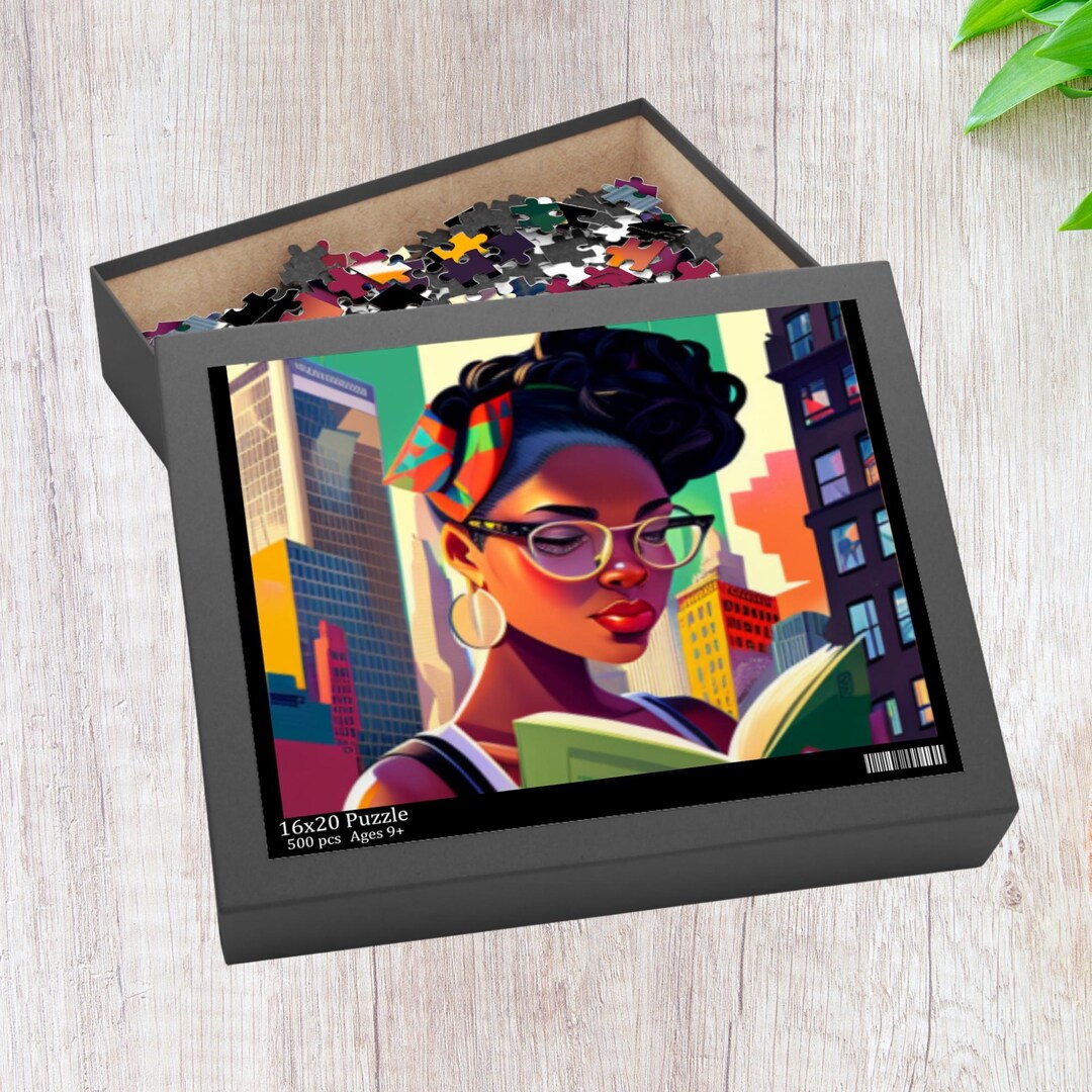 Bookish Art Puzzle: African American Woman Reading - 500 Piece - Etsy