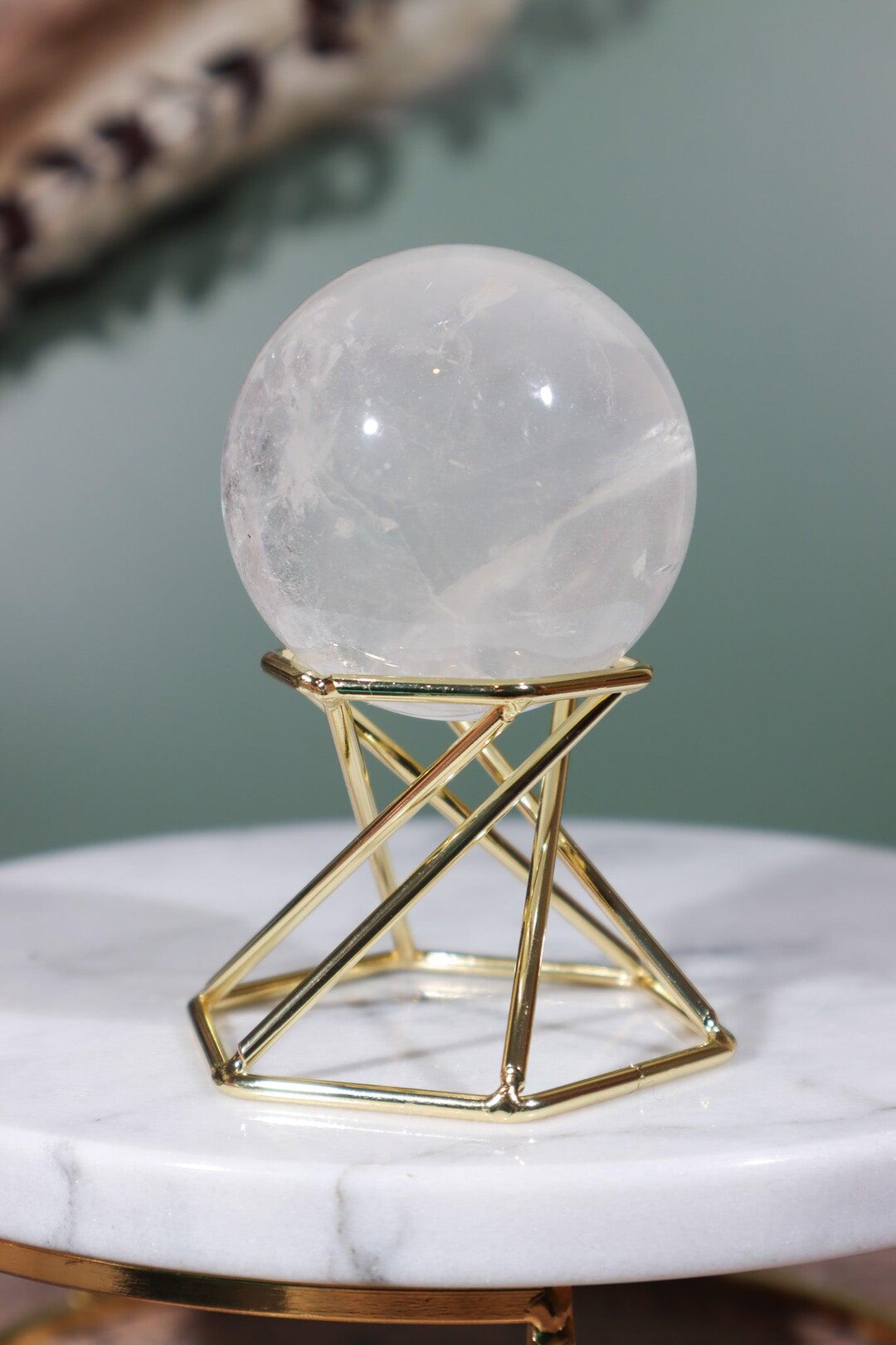 Phantom Clear Quartz Sphere 48mm | Crown Chakra Amplifier | Healing ...