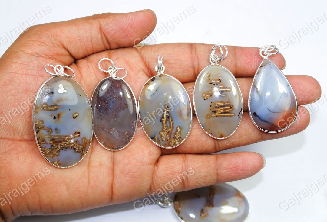 Natural Montana Agate Pendant, Montana Agate Gemstone Bezel Pendant ...