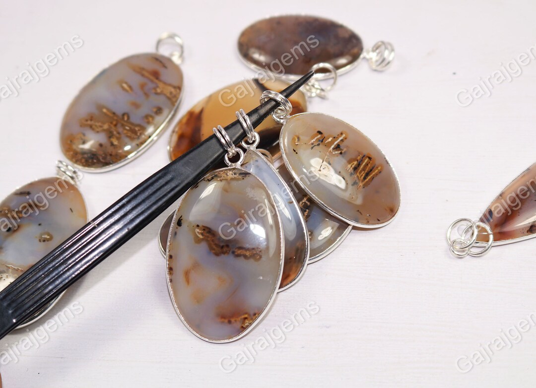 Natural Montana Agate Pendant, Montana Agate Gemstone Bezel Pendant ...