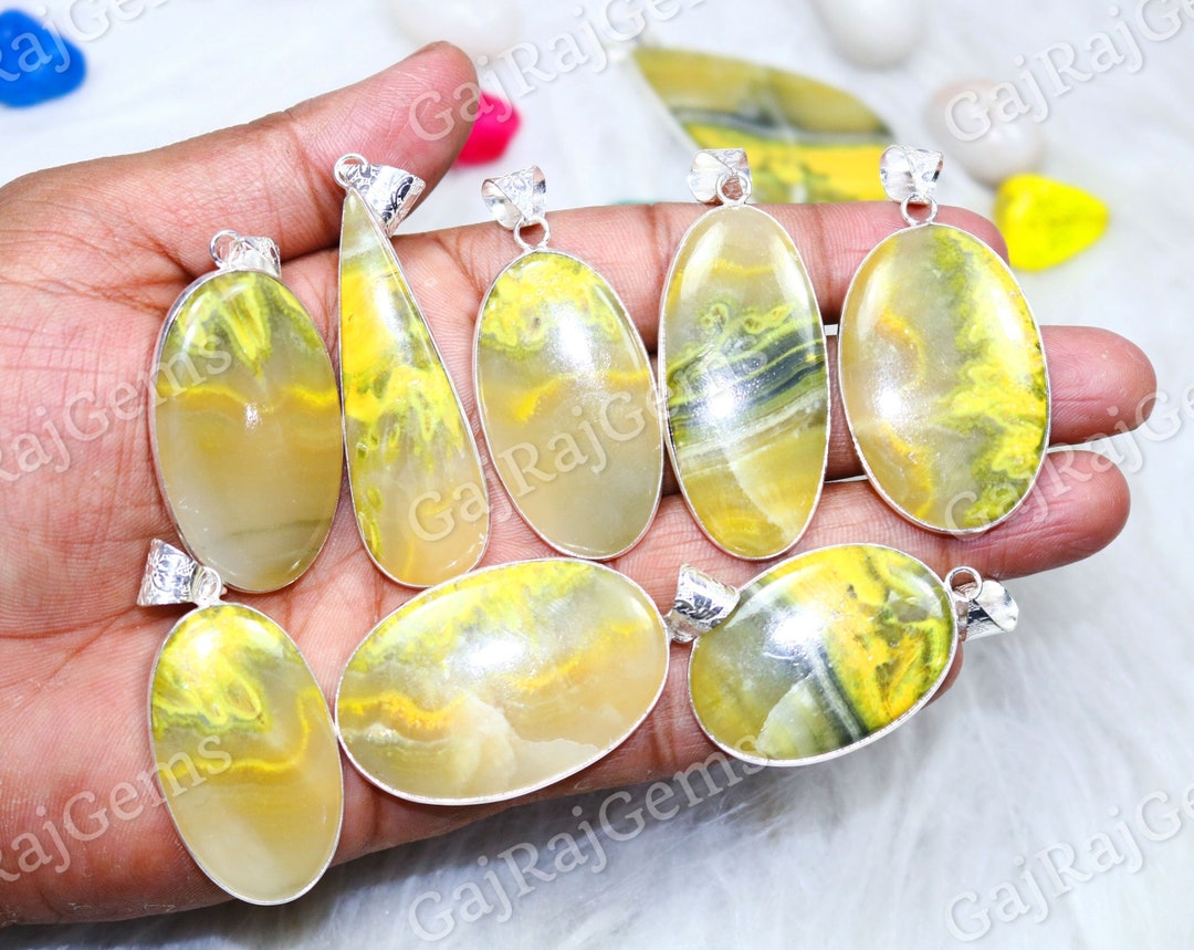 Exclusive Bumblebee Jasper Gemstone 925 Silver Plated Pendant Jewelry ...