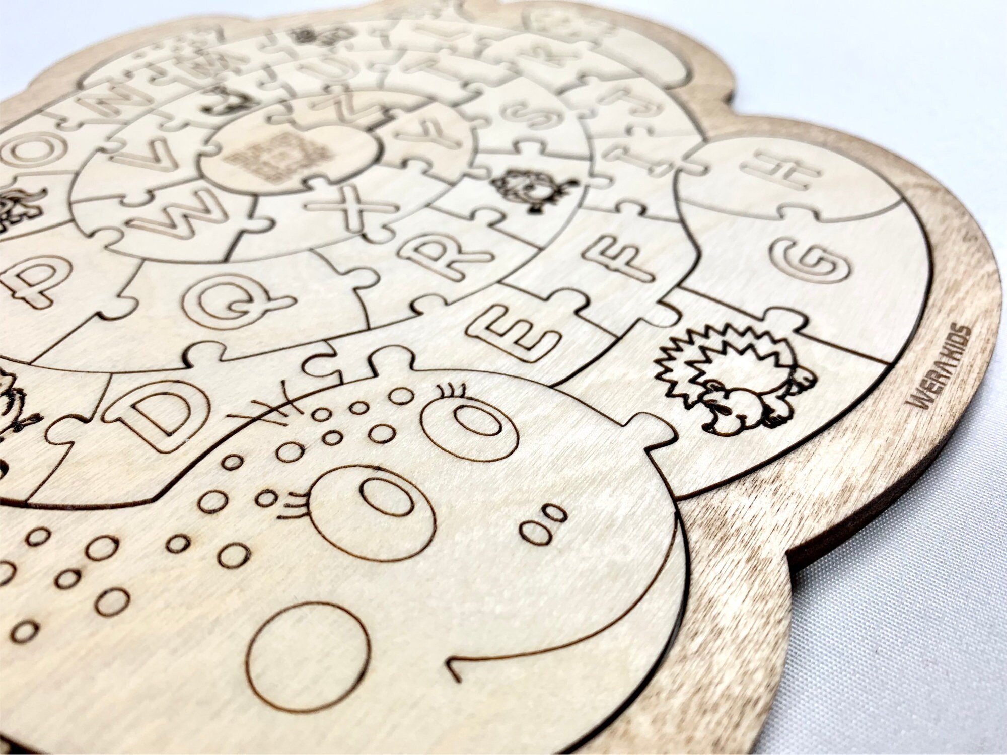 Alphabet Puzzle Snake, Wooden Alphabet Puzzle for Kids, Handmade Wooden ...