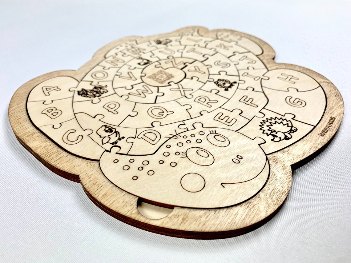 Alphabet Puzzle Snake, Rompecabezas de alfabeto de madera para niños ...