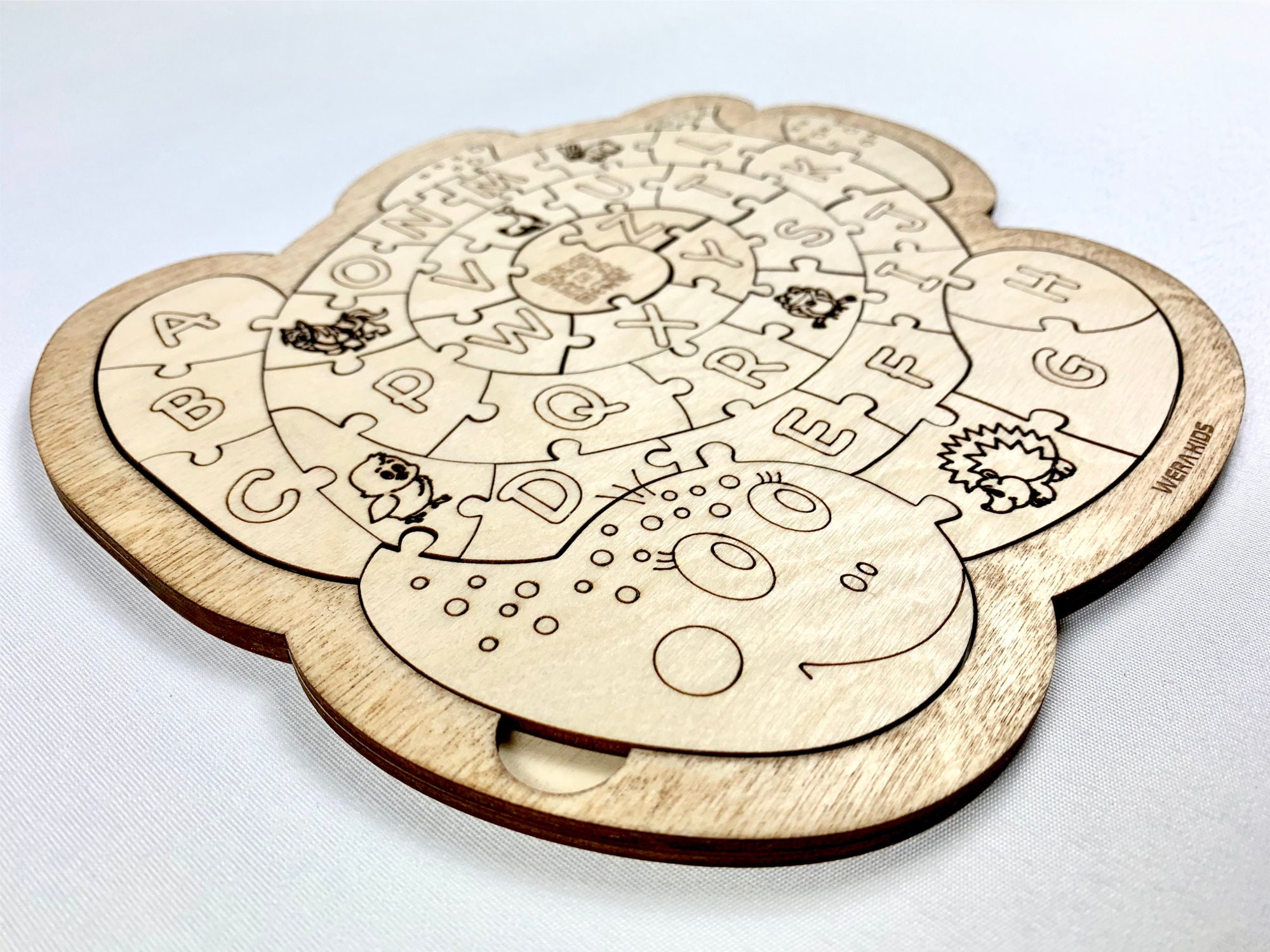 Alphabet Puzzle Snake, Wooden Alphabet Puzzle for Kids, Handmade Wooden ...