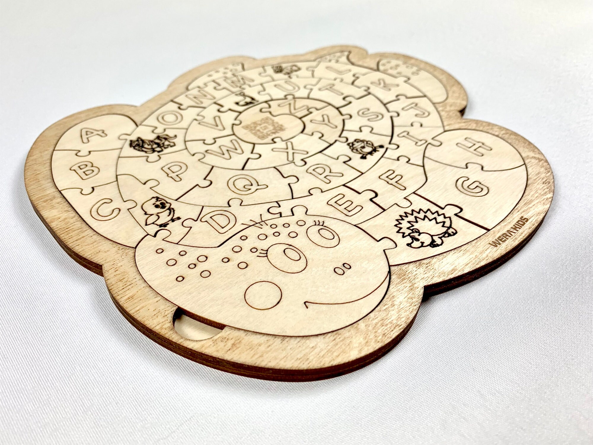 Alphabet Puzzle Snake, Wooden Alphabet Puzzle for Kids, Handmade Wooden ...