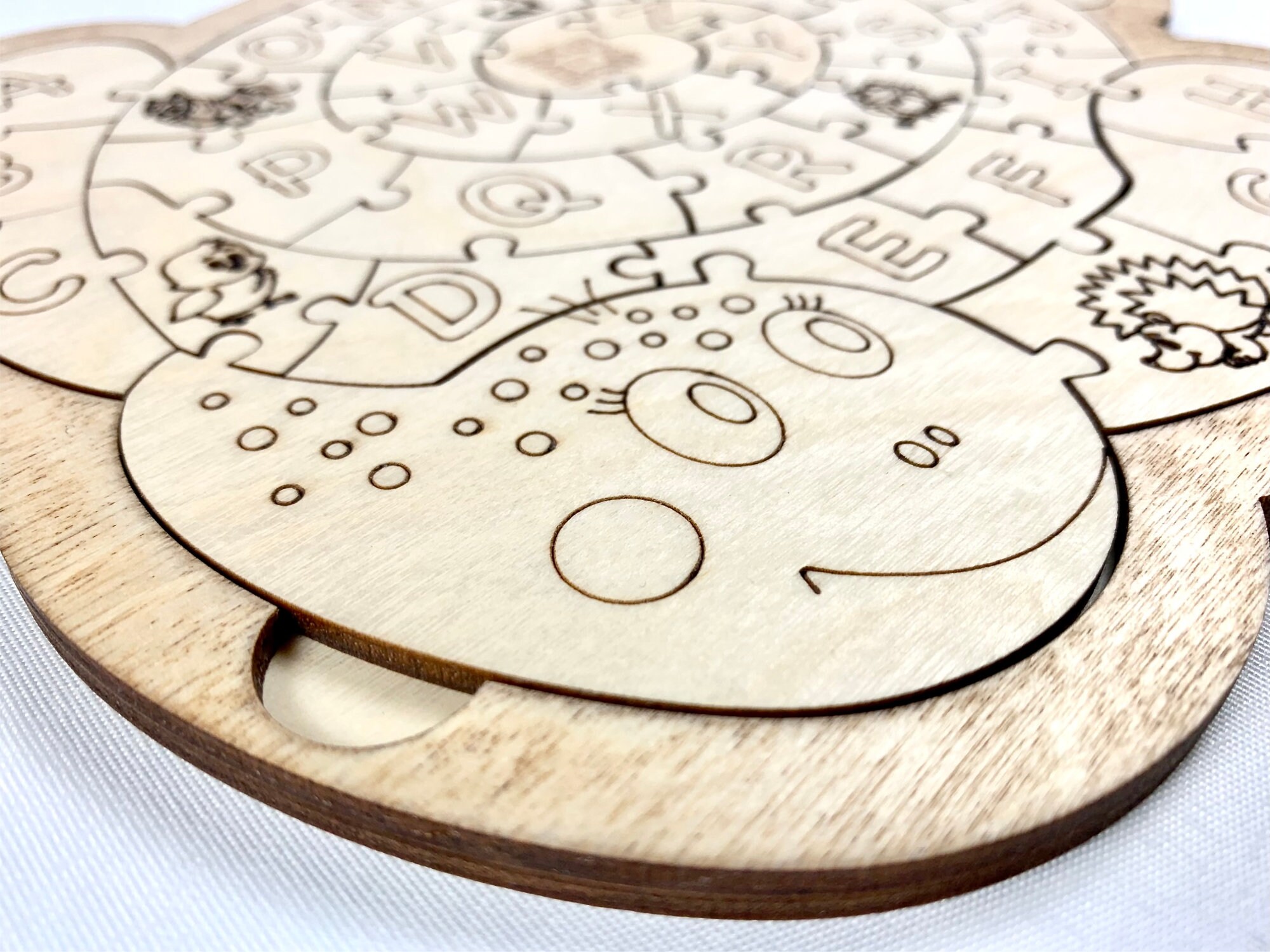 Alphabet Puzzle Snake, Wooden Alphabet Puzzle for Kids, Handmade Wooden ...