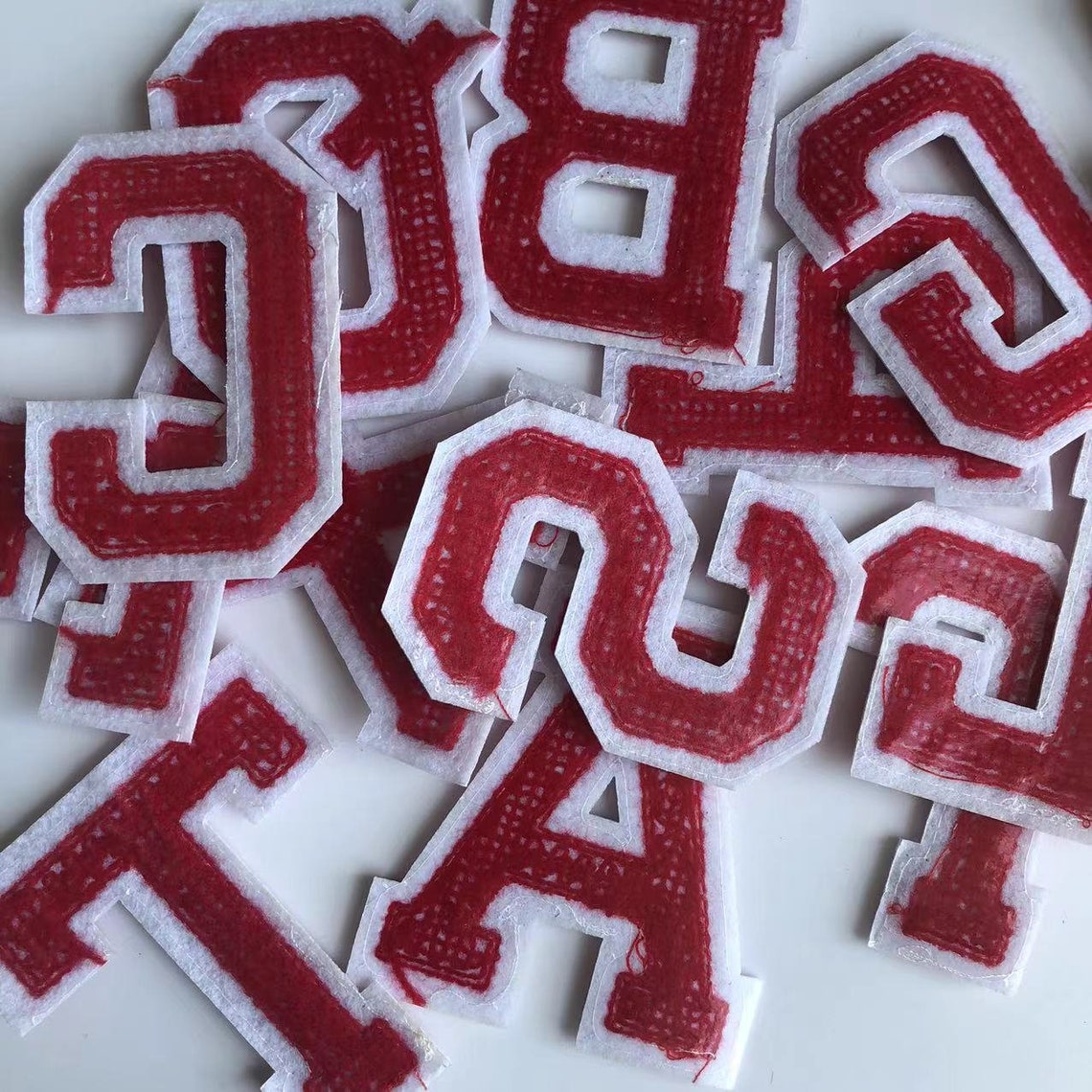 Red Letters Chenille Embroidered Iron on Patch Applique Diy - Etsy