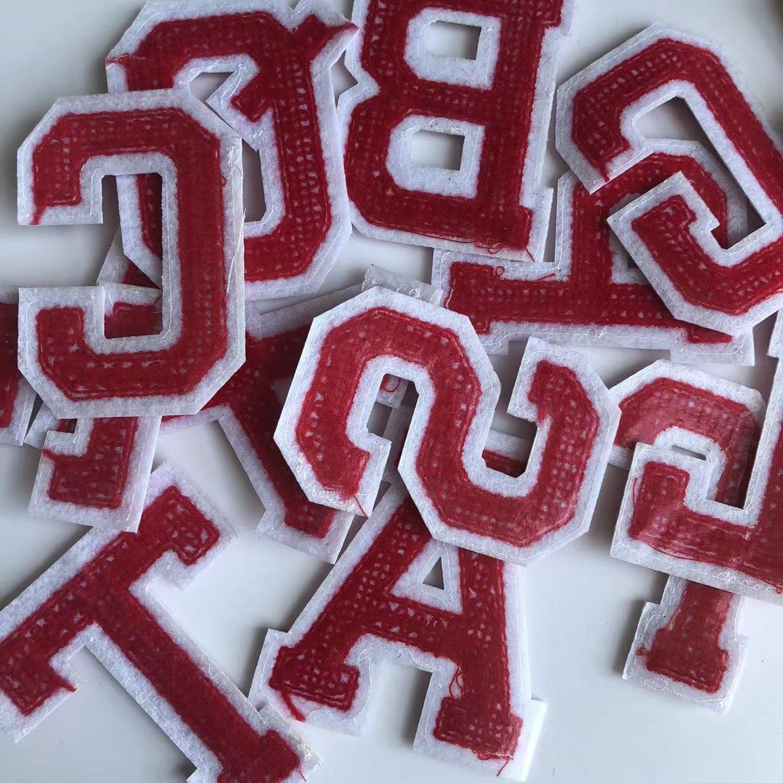 Red Letters Chenille Embroidered Iron on Patch Applique Diy Name Badge ...