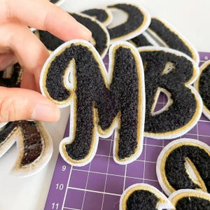 Black English Letters Patch Alphabet Chenille Embroidered Patches for ...