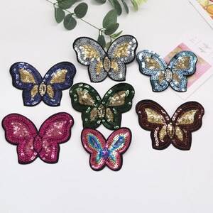 5pieces Butterfly Sequins Embroidery Sew on Patch Applique for Clothing ...