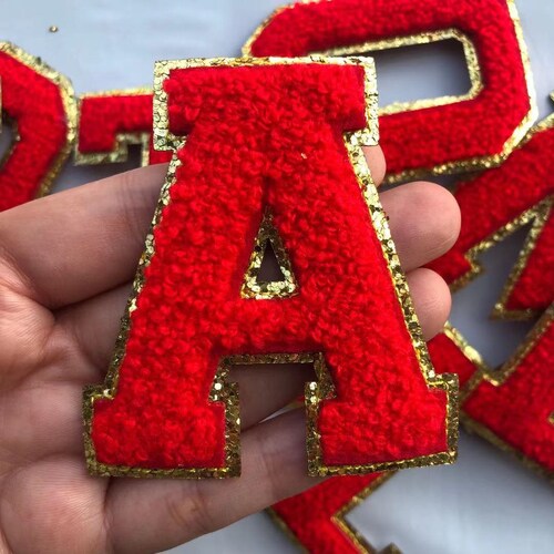 Red Letters Chenille Embroidered Iron on Patch Applique Diy - Etsy