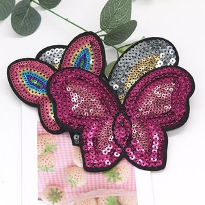 5pieces Butterfly Sequins Embroidery Sew on Patch Applique for Clothing ...