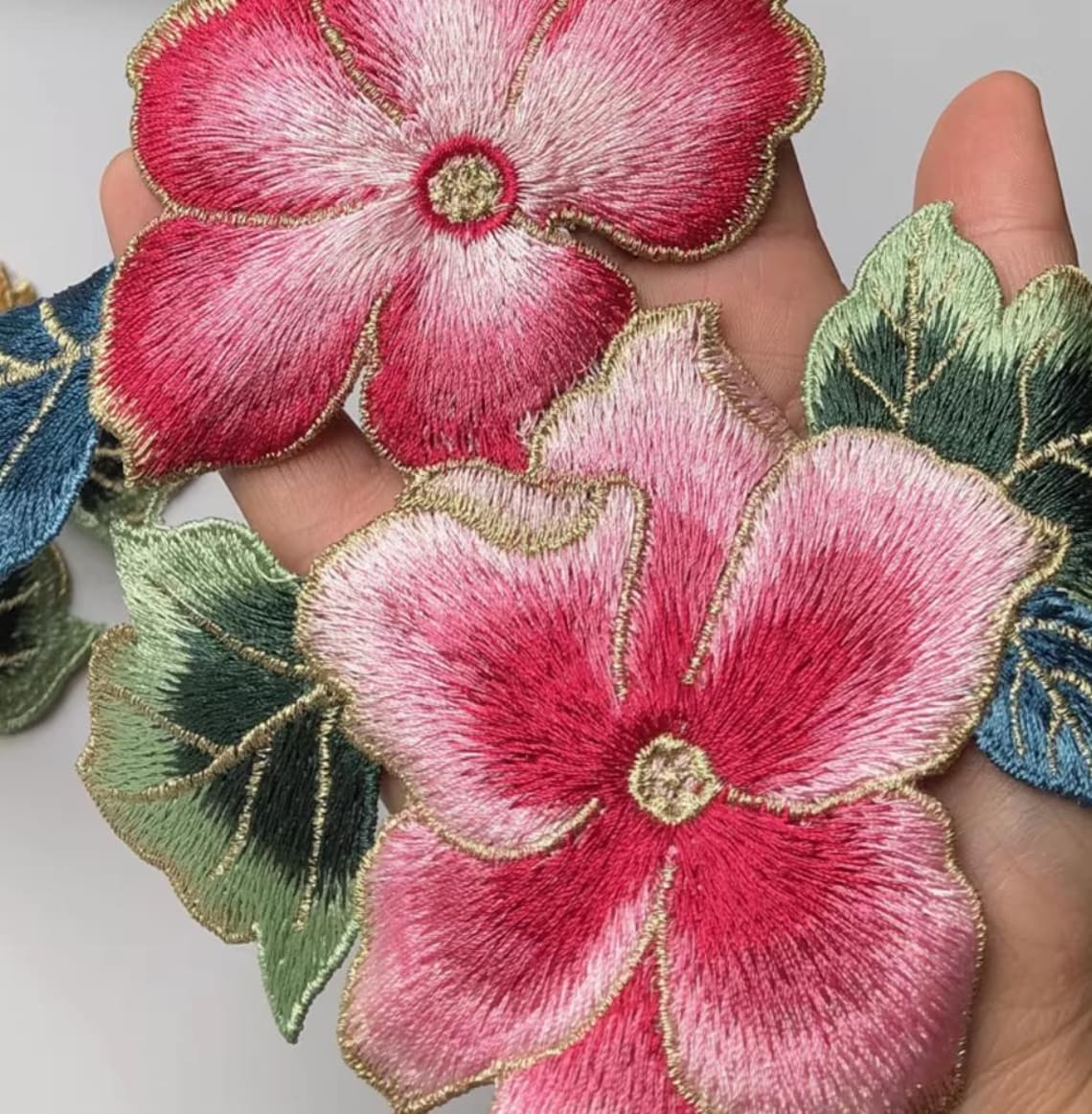 Large Flower Embroidered Sewn on Patch Applique for Clothing Bags Dress ...