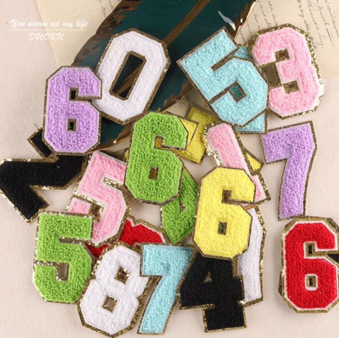 Diy Number Chenille Embroidered Iron on Patch Applique Sew on Patches ...