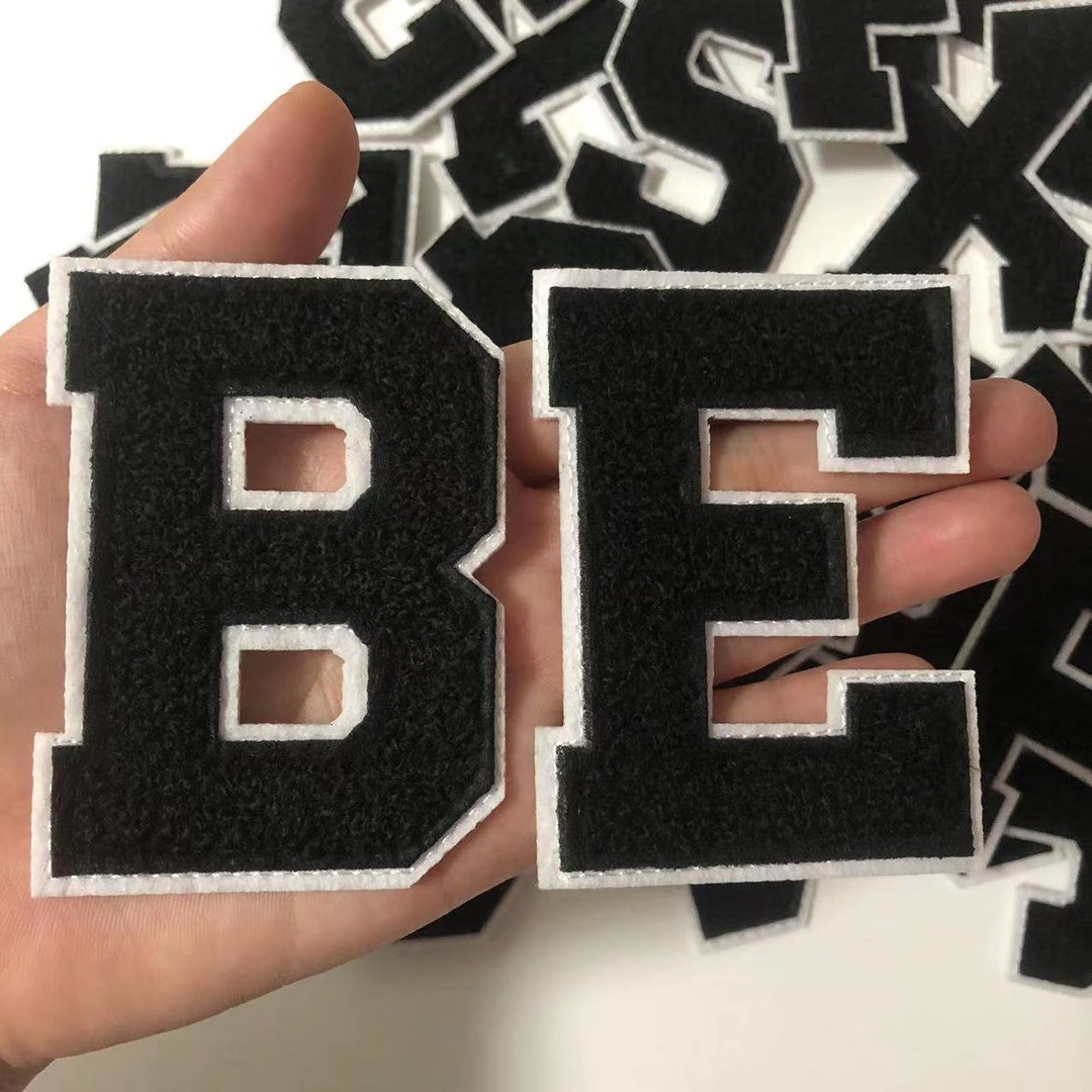 Black Letters Chenille Embroidered Iron on Patch Applique for Clothing ...