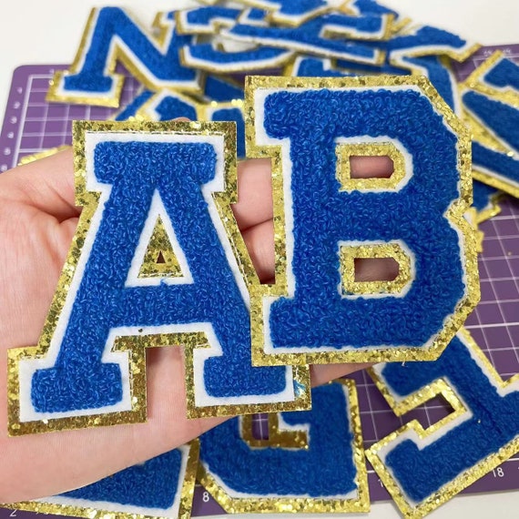 Blue Letters Chenille Embroidered Iron on Sew on Patch - Etsy
