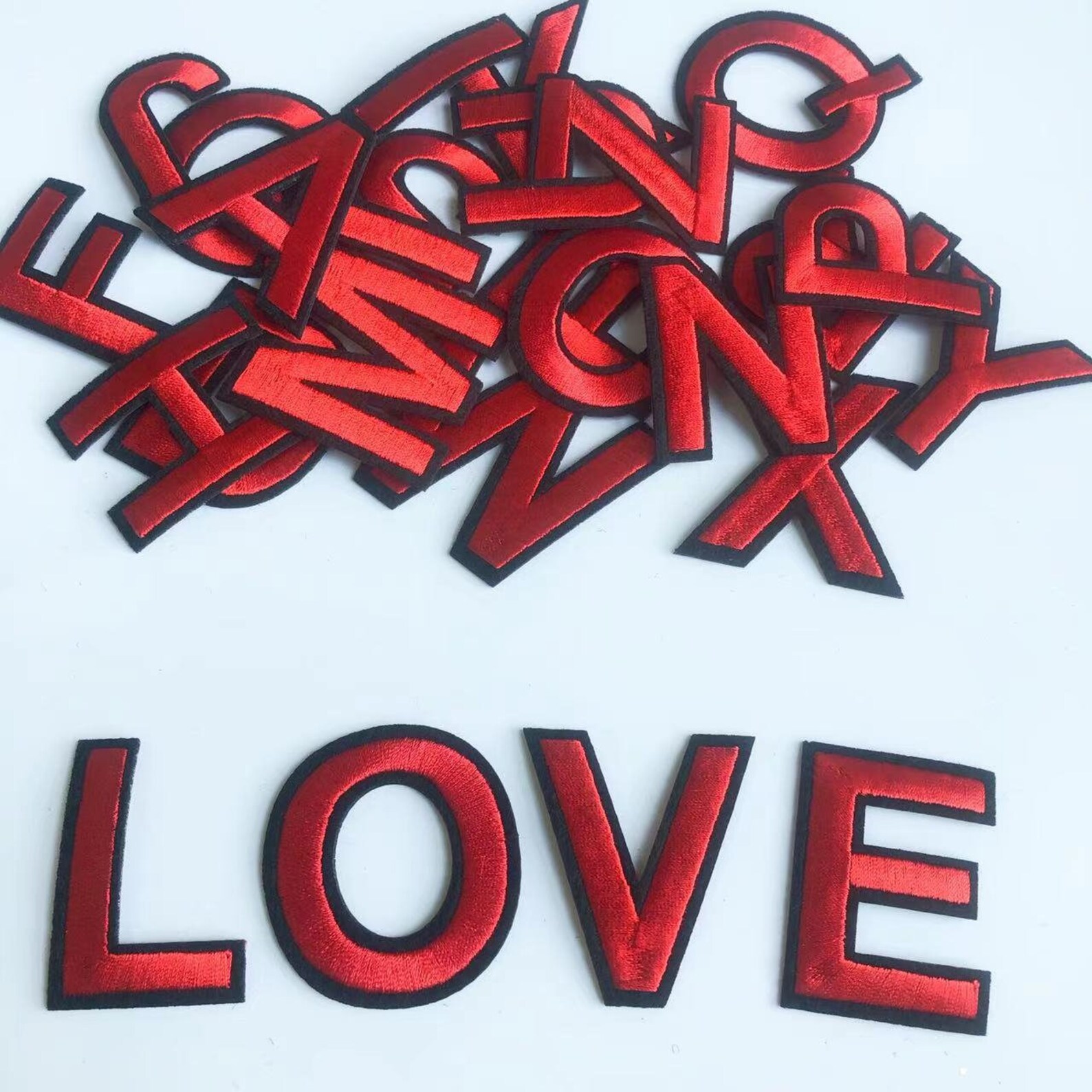 Red Embroidered Letter Patches for Clothing Bags Diy Iron on Alphabet ...