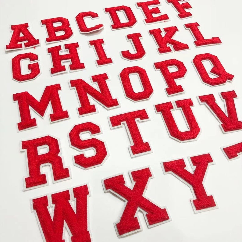 Red English Letters Alphabet Chenille Embroidered Patches for - Etsy