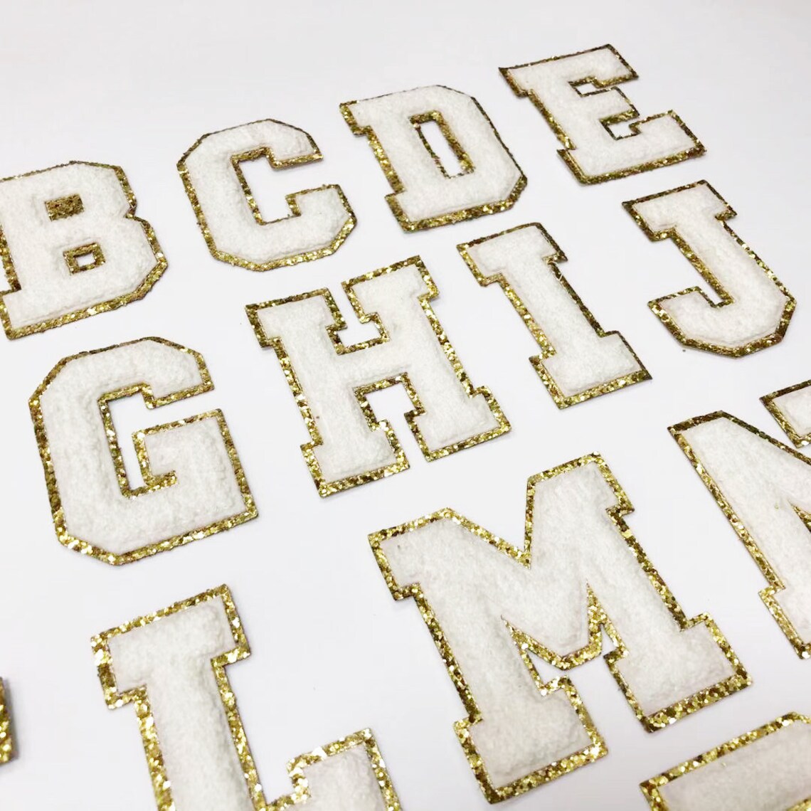 White Letters Chenille Embroidered Iron on Patch Applique Diy Name ...