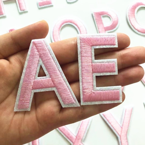 Pink Letters Sew on Patch Alphabet Embroidered Applique Iron | Etsy