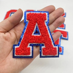 Red Letters Chenille Embroidered Iron on Patch Applique Diy Name Badge ...