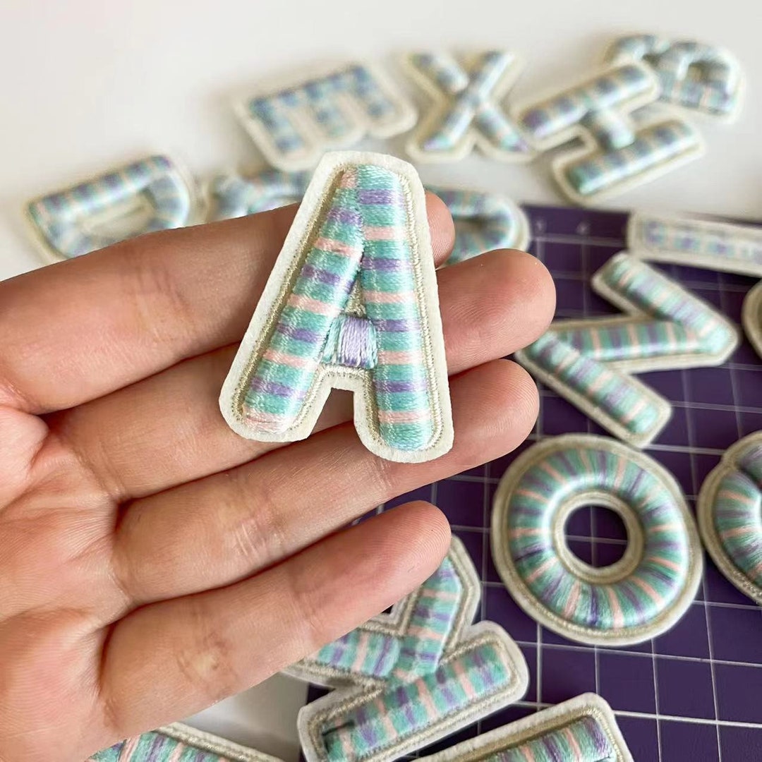 3D Blue Letter Alphabet Embroidery Patches Diy Sew or Iron on Patches ...