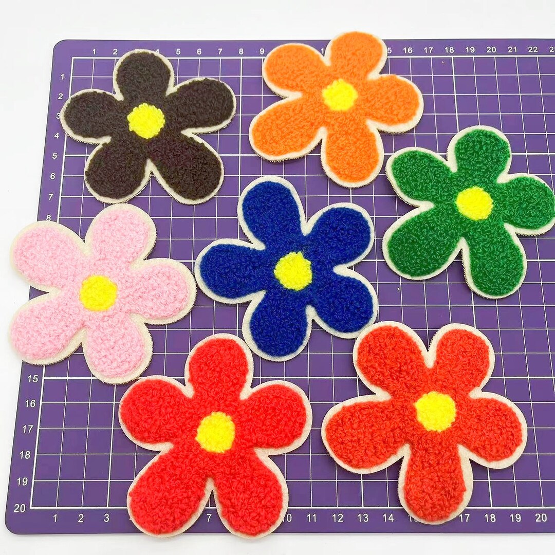 Flower Chenille Embroidery Sew on Patches for T-shirt Clothing Diy ...