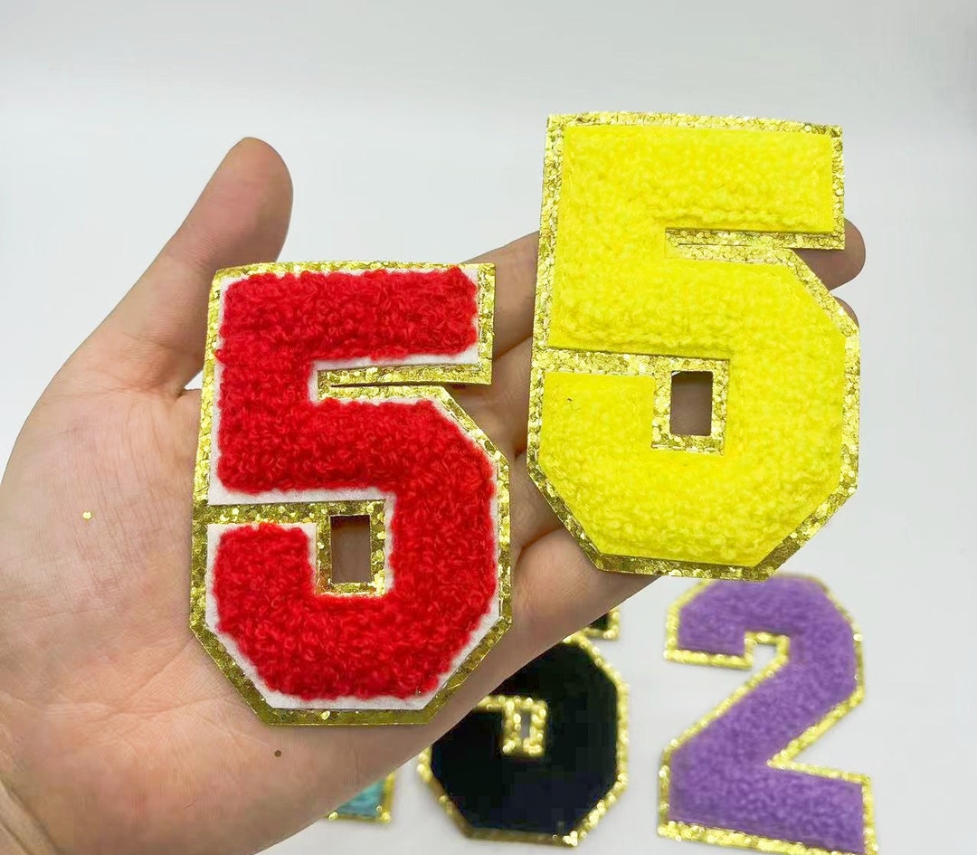 Diy Number Chenille Embroidered Iron on Patch Applique Sew on Patches ...