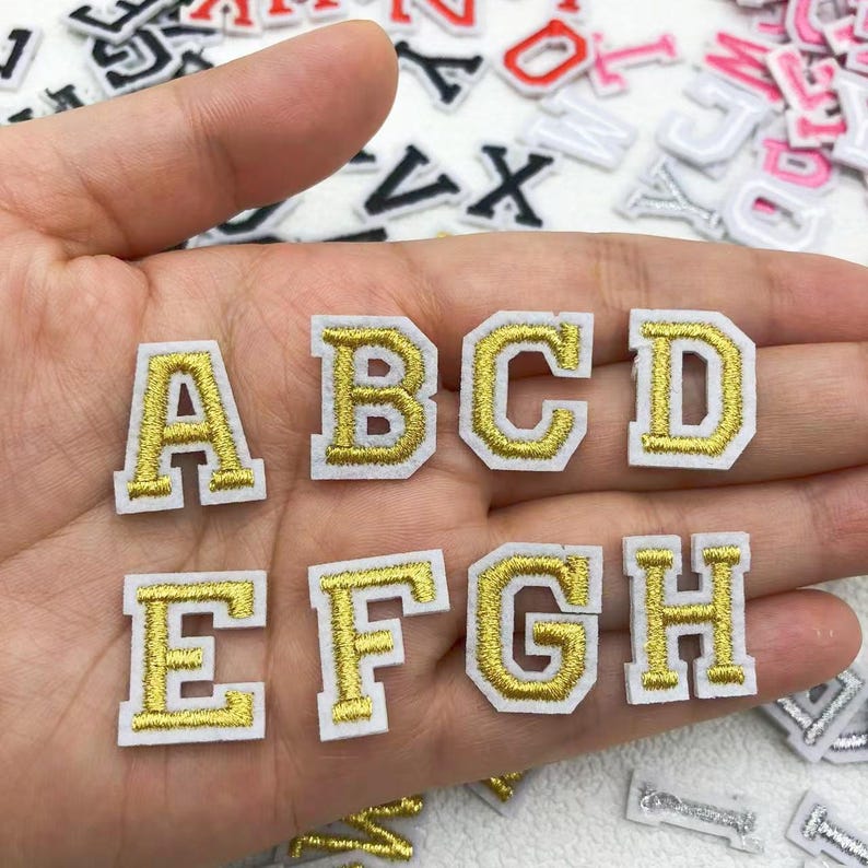 Small Color Letter Embroidered Iron on Patch Applique, Diy Badge Name ...