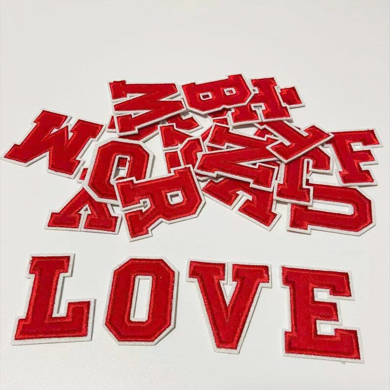 Red Letter Embroidered Patch for T-shirt Clothing Bags Diy Iron on Name ...