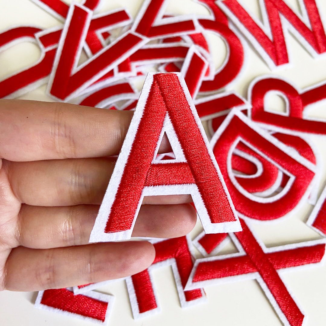 Red Letters Sew on Patch Alphabet Embroidered Applique Iron on Sew on ...