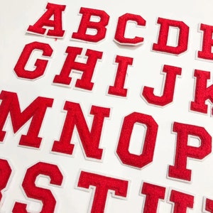 Red English Letters Alphabet Chenille Embroidered Patches for Clothing ...