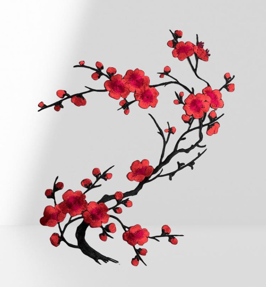 Plum Flower Embroidery Iron on Patch Applique for Clothing Coat Jacket ...
