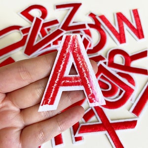 Red Letters Sew on Patch Alphabet Embroidered Applique Iron on Sew on ...