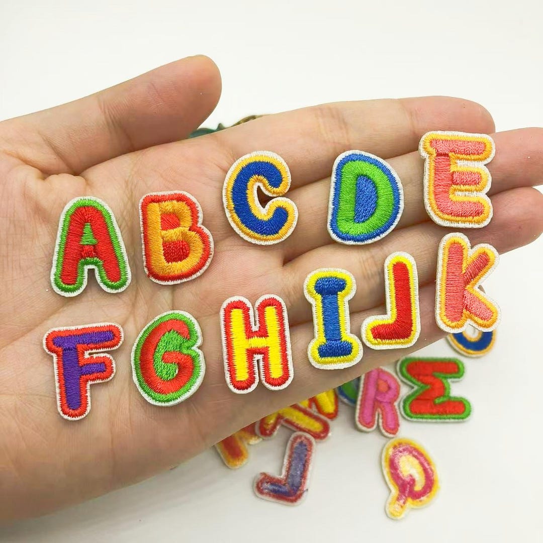Small Multicolor Embroidered Letters Iron on Patch Applique for ...