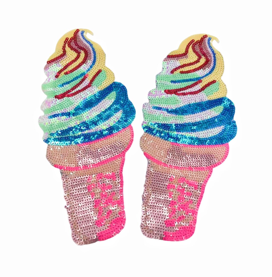 New Ice Cream Sequins Embroidered Patch Garment Accessories Iron on ...