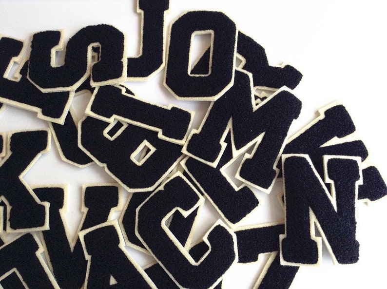 Black English Letters Towel Embroidered Alphabet Patches for - Etsy