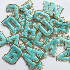 Blue Chenille Embroidered Letters Iron on Patch Applique for Kid ...